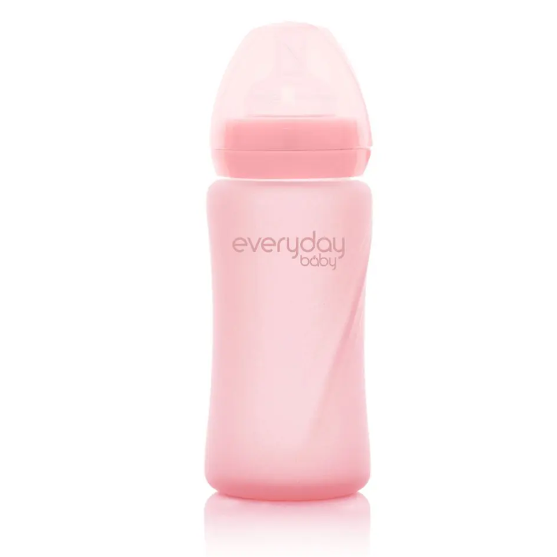Glass Baby Bottle (240mL) - Rose Pink | Snuggle Bugz | Canada's Baby Store