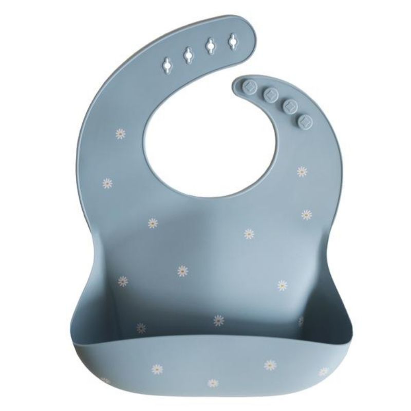 Mushie Silicone Baby Bib White Daisy