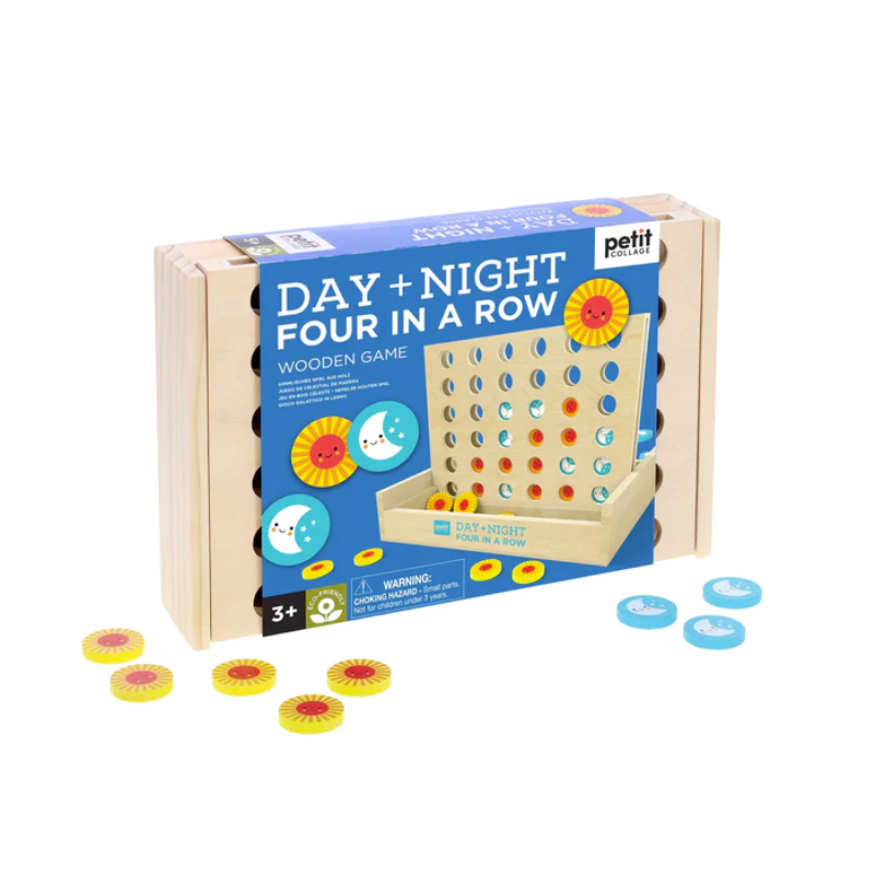 Day + Night Four In A Row Wooden Game | Snuggle Bugz | Canada's Baby Store
